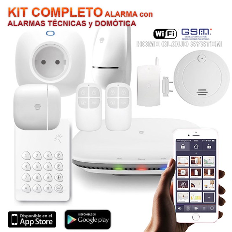 KIT COMPLETO Alarma con domótica y alarmas técnicas GSM/GPRS/WIFI/RFID